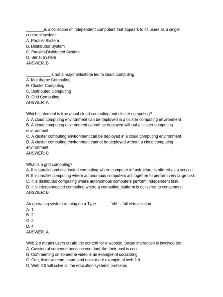 cloud computing MCQ | PDF | Web Service | Soap