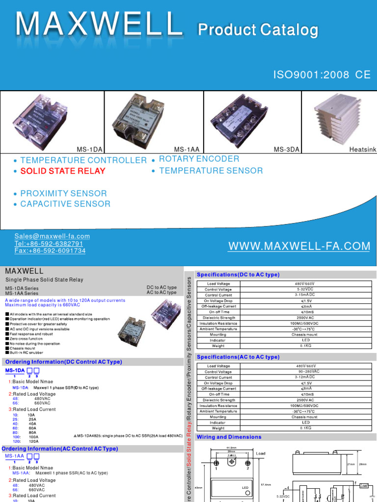 Industrial Sensor & Relay Catalog | PDF | Capacitor | Direct Current
