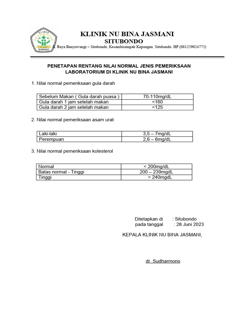 NILAI NORMAL LAB | PDF