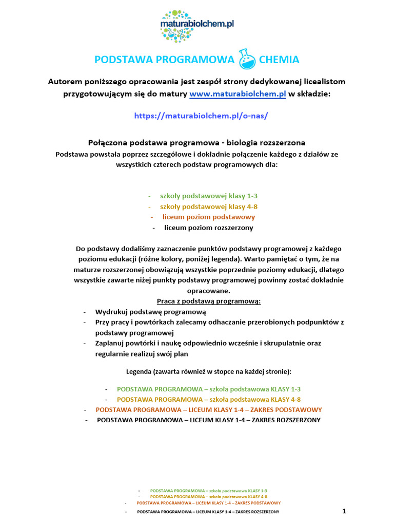 CHEMIA-Podstawa programowa | PDF