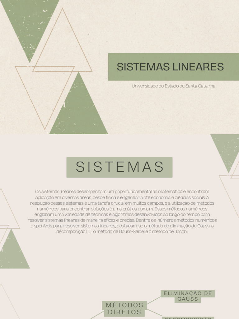 Sistemas Lineares | PDF | Sistema de equações lineares | Método científico