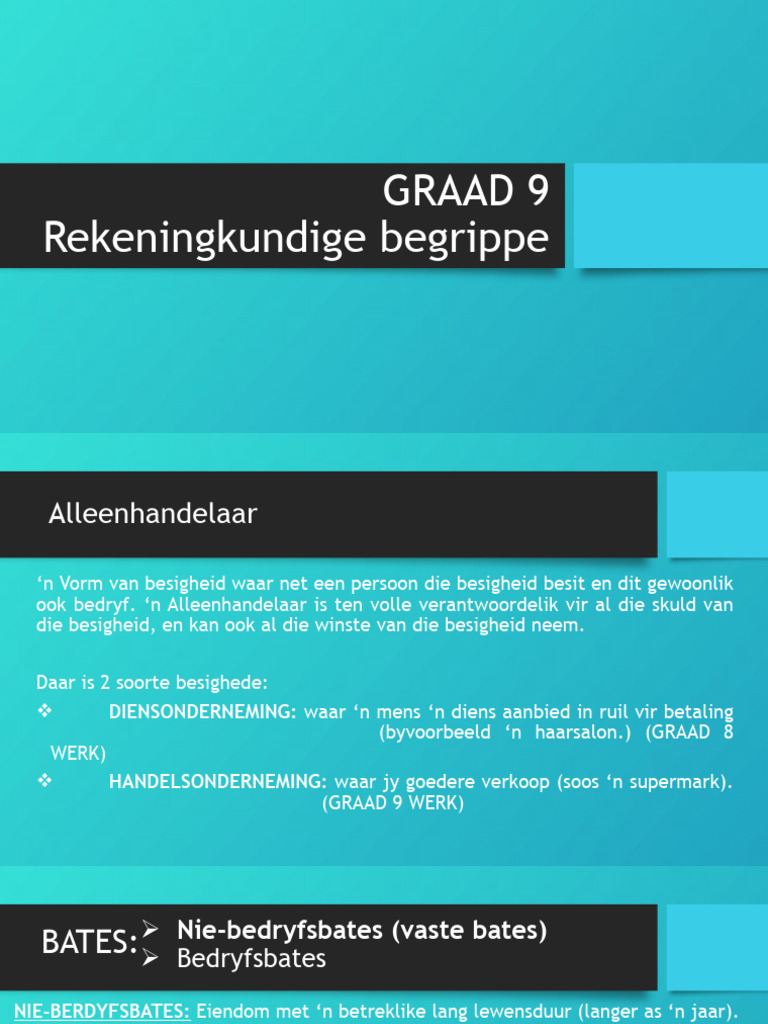 Gr9 Rekeningkundige Begrippe | PDF