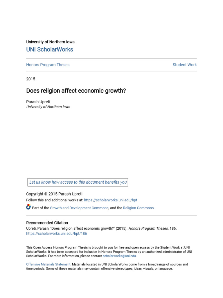 Does Religion Affect Economic Growth | PDF | Economic Growth | Gross ...