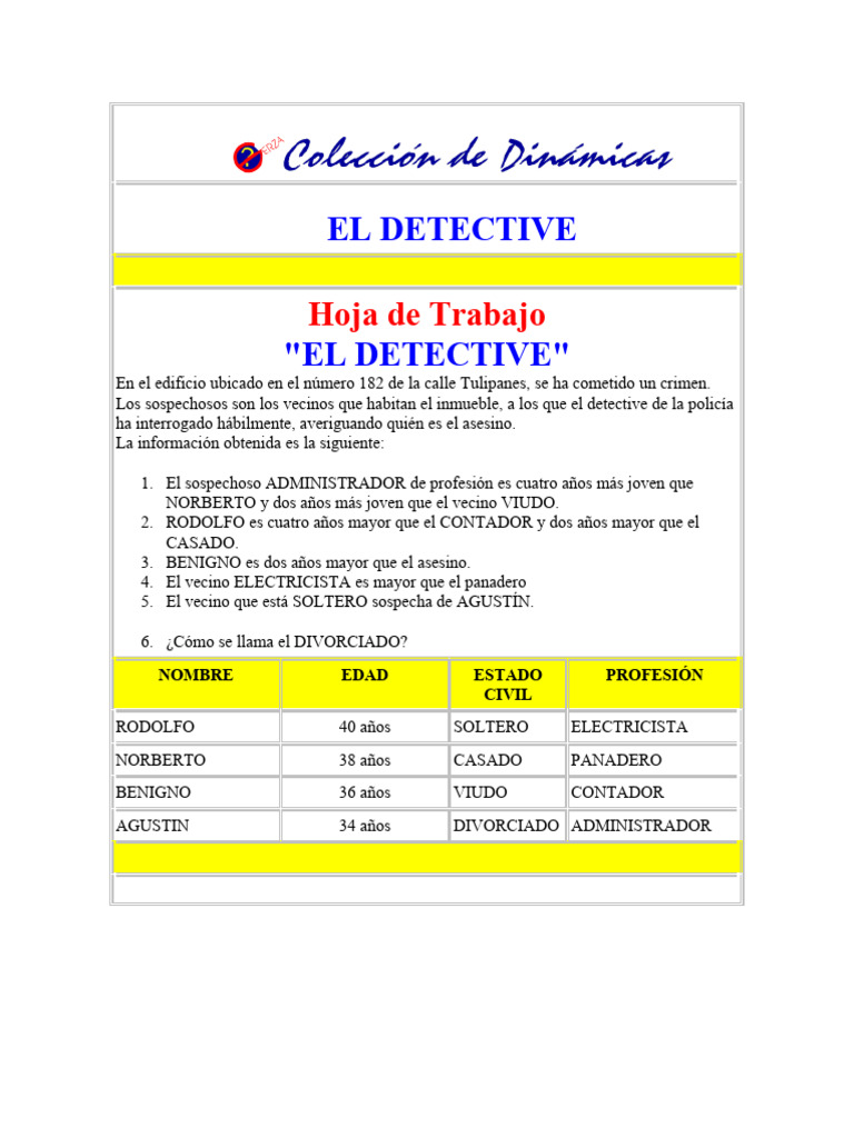 El Detective Actividad | PDF