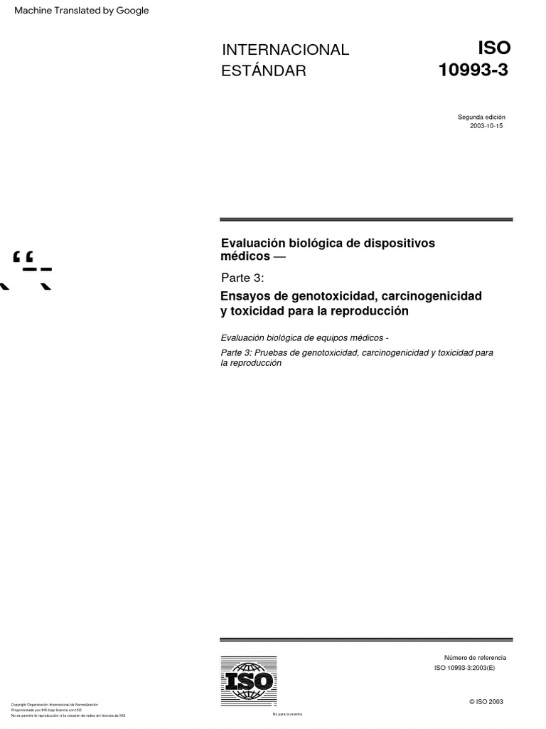 ISO-10993-3-2003 Esp | PDF | Organización internacional para la ...