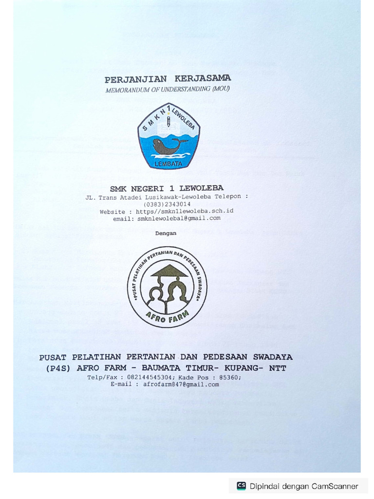 Mou SMK N1 Lewoleba-P4s Afro Farm | PDF