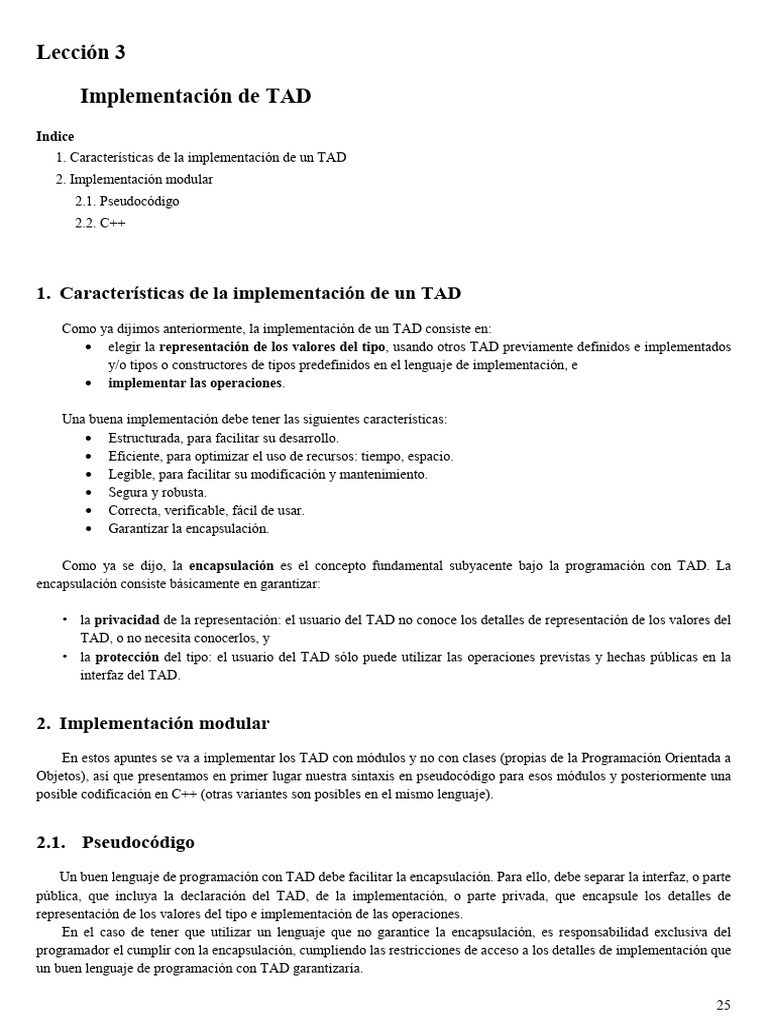 Implementacion de TAD | PDF | Lenguaje de programación | Ingeniería ...