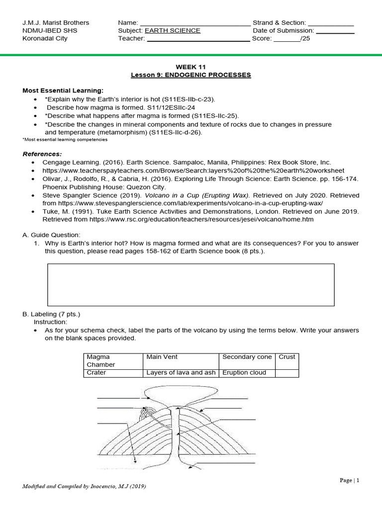 Endogenic Processes WS | PDF | Magma | Volcano