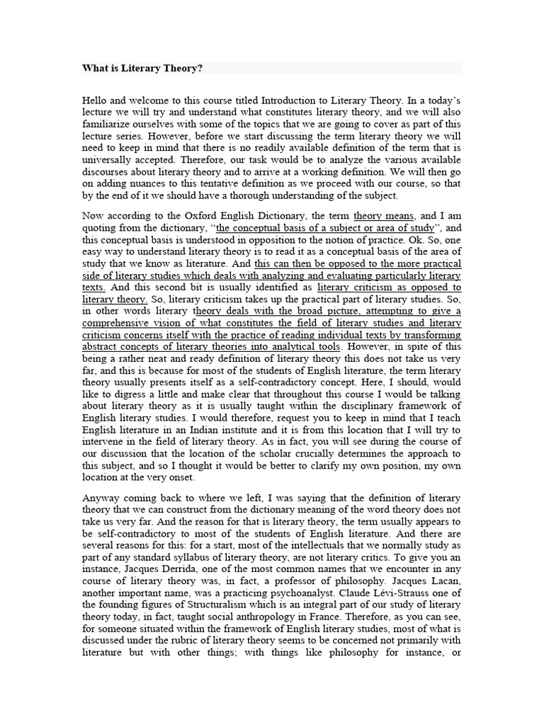 Literary Theory | PDF | Psychoanalysis | Plato