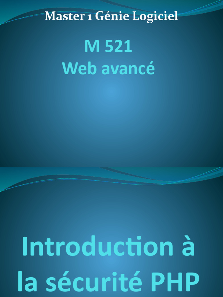 Cours Web M1 GL - Securite PHP | PDF | PHP | l'Internet