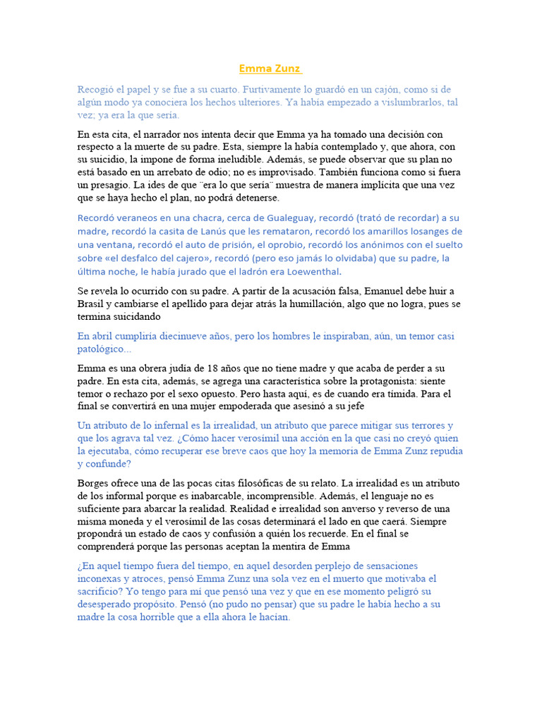 Emma Zunz | PDF | Novela negra, policíaca y suspenso | Clásicos