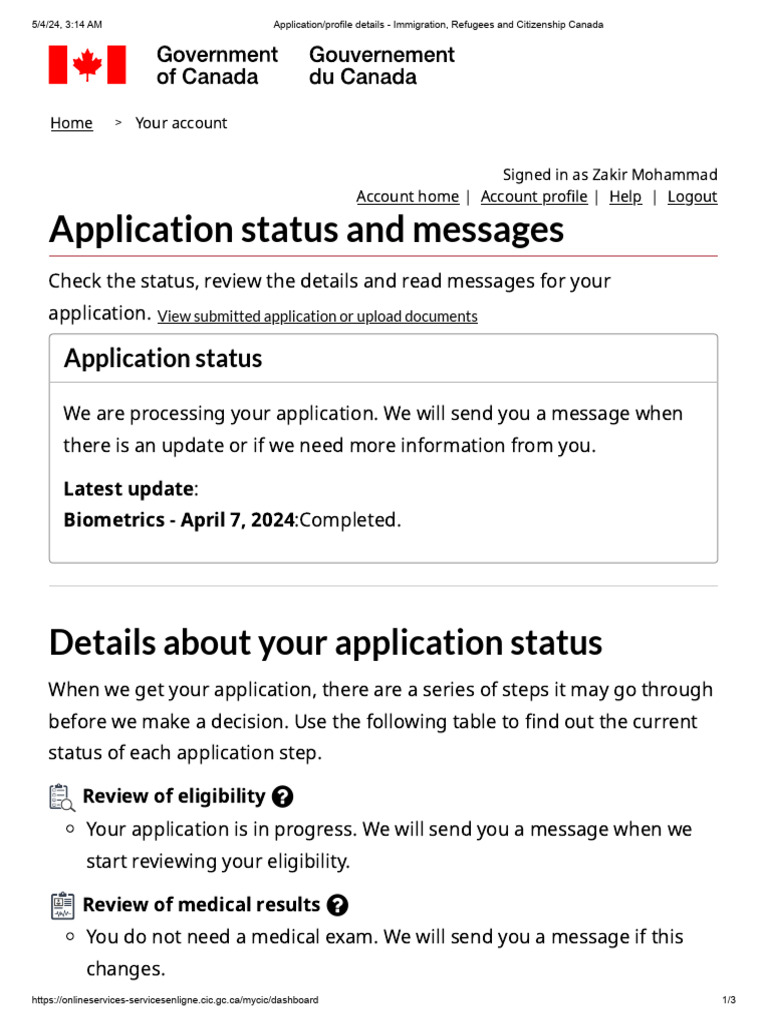 Application Status Overview for IRCC | PDF | Biometrics | Government ...
