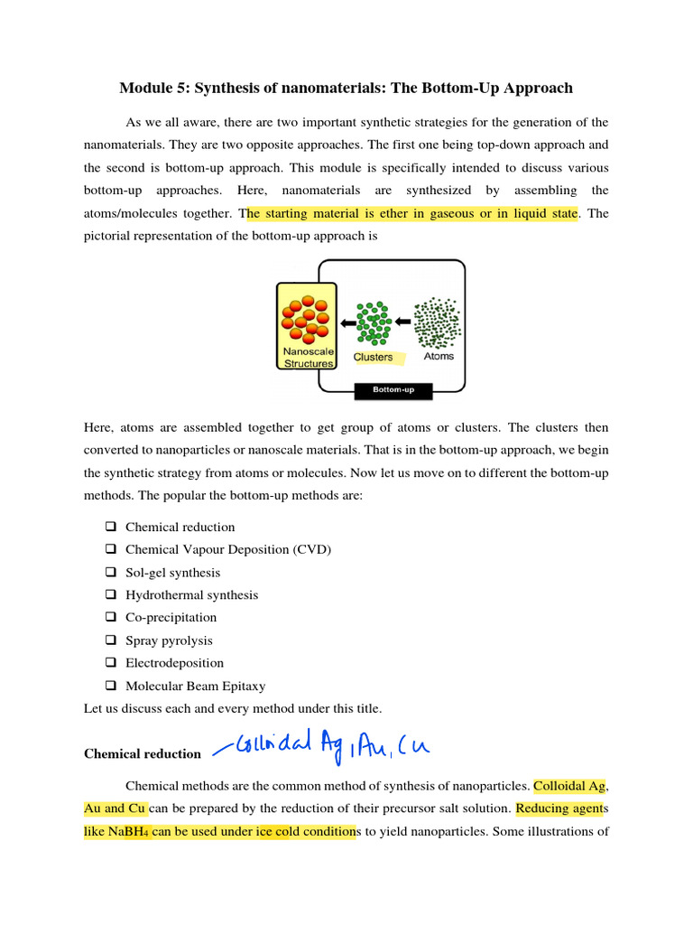 Script-Synthesis of Nanomaterials The Bottom-Up Approach | PDF | Chemical Vapor Deposition ...