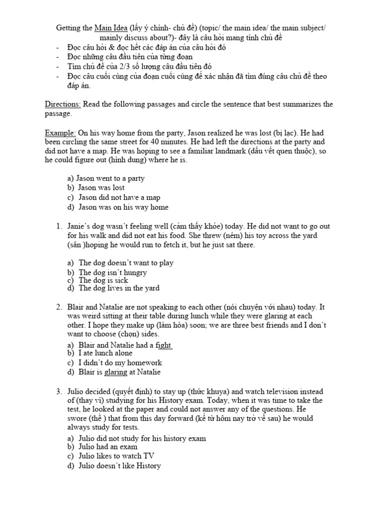 Getting The Main Idea 1-snv | PDF | Language Arts & Discipline | Art