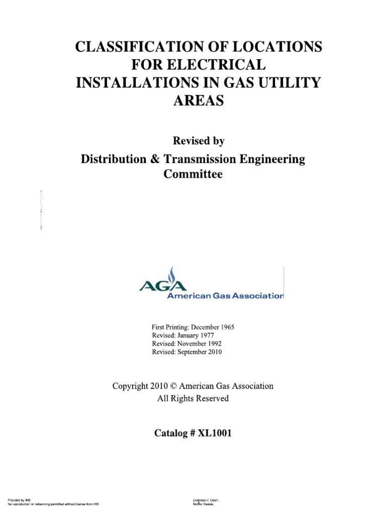 AGA XL1001 Classification of Locations For Electrical | Download Free ...