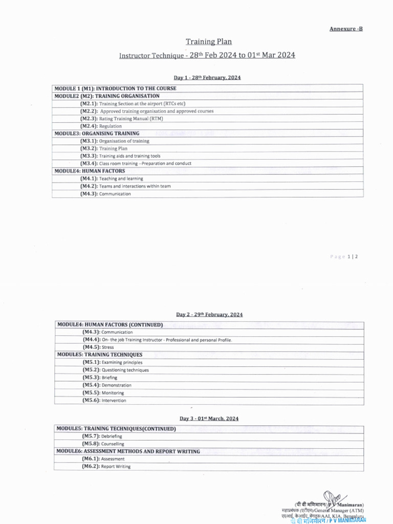 ITC Training Plan Feb-2024 | PDF