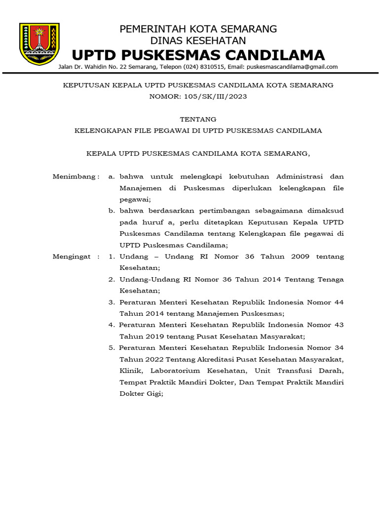 1.3.4.1 SK Kelengkapan File Dokumen Pegawai 2023 | PDF