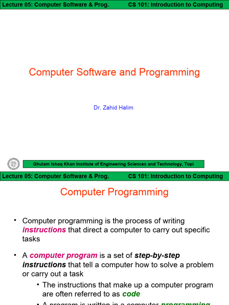 ITC Lect 05 (Computer Software and Programming Languages) - REVISED ... ITC Lect 05 (Computer Software and Programming Languages) - REVISED ...
