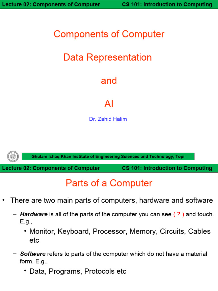 ITC Lect 02 (Computer Components AI) - REVISED | PDF | Bit | Artificial ...