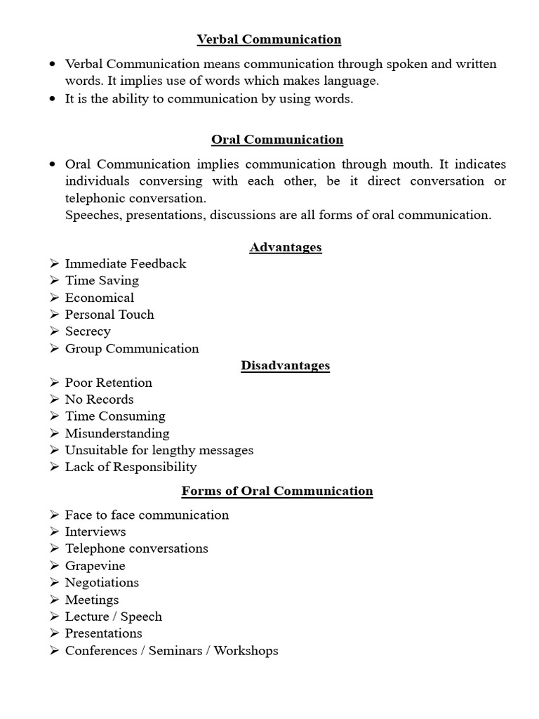Verbal Communication | PDF | Career & Growth | Language Arts & Discipline