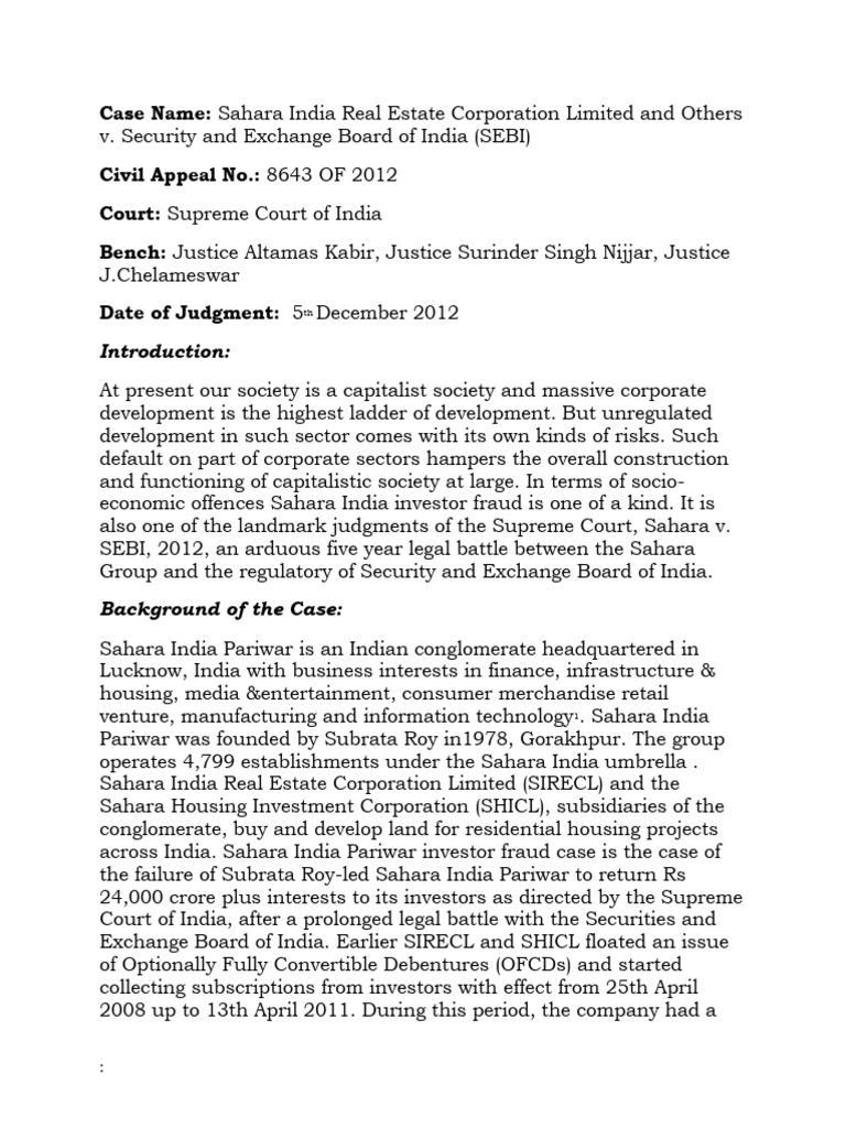 Sahara India Case | PDF