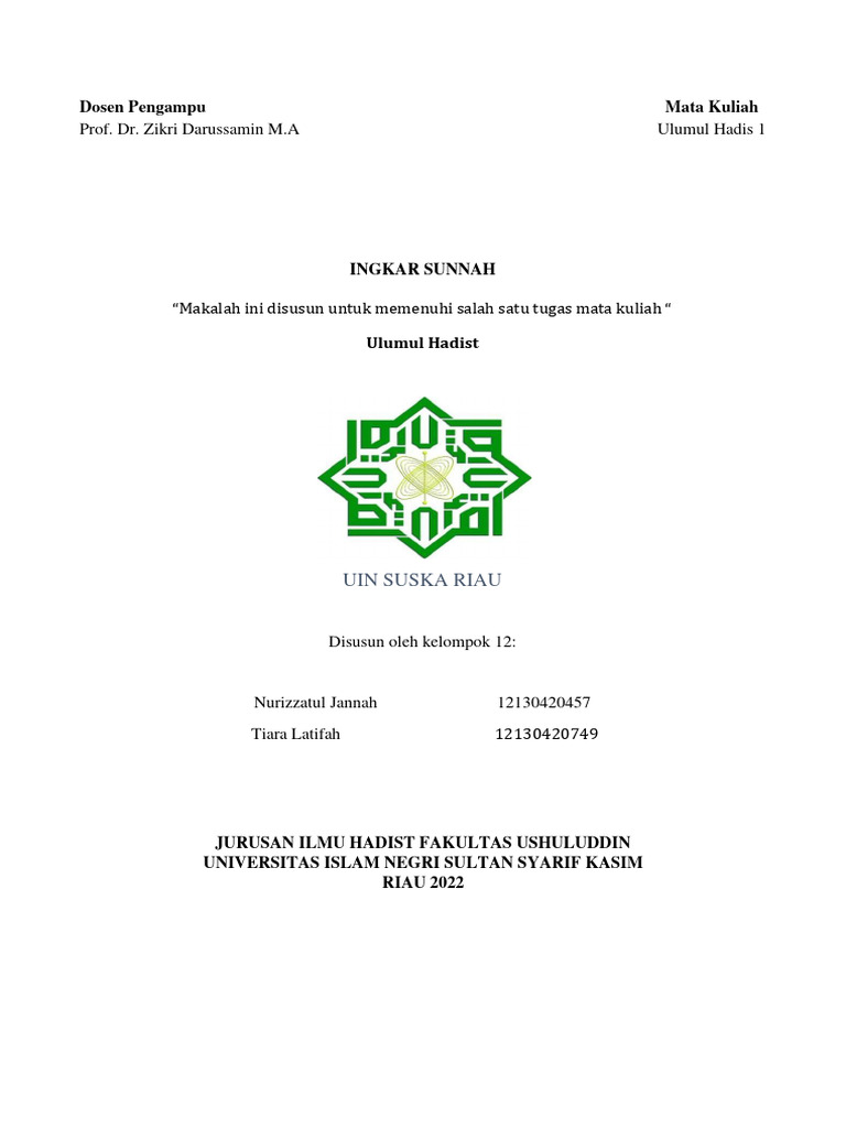 Makalah Inkar Sunnah | PDF