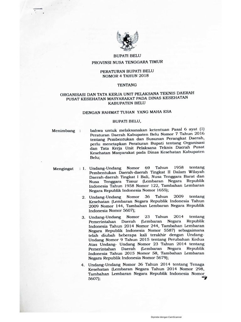 Perbub Uptd Pusk 2018 | PDF