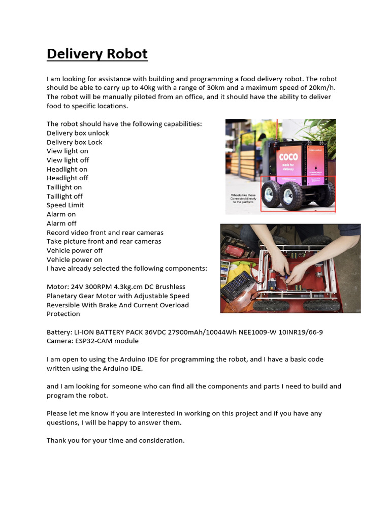 Delivery Robot Pdf Microcontroller Arduino