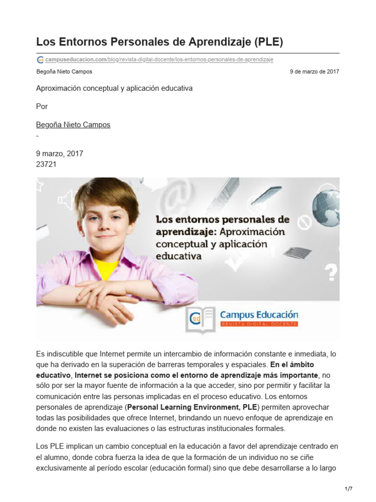 U3_S5_LO2_Los Entornos Personales de Aprendizaje PLE (1) | PDF | Aprendizaje | Ciencia cognitiva
