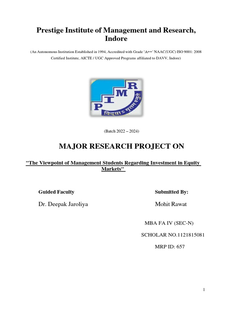Mohit MRP Final | PDF | Investing | Risk