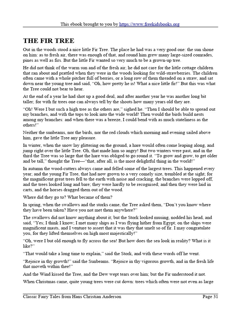 Hans-Christian-Andersen-Fairy-Tales-THE FIR TREE | PDF | Trees | Fairies