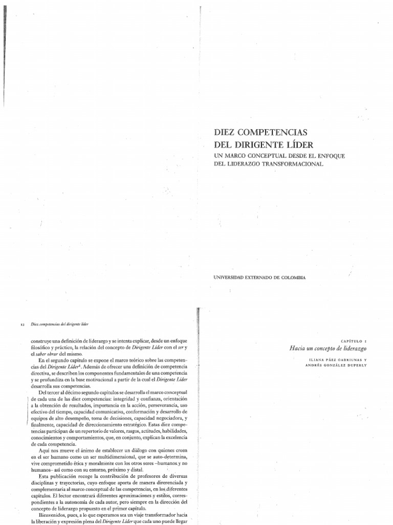 Diez Competencias Del Dirigente Lider Cap 1 | PDF