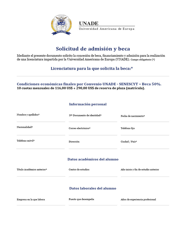 Formulario de Solicitud de Beca | PDF