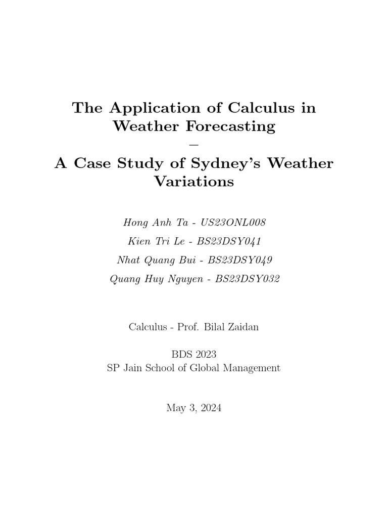Calculus Application Report | PDF | Meteorology | Weather Forecasting