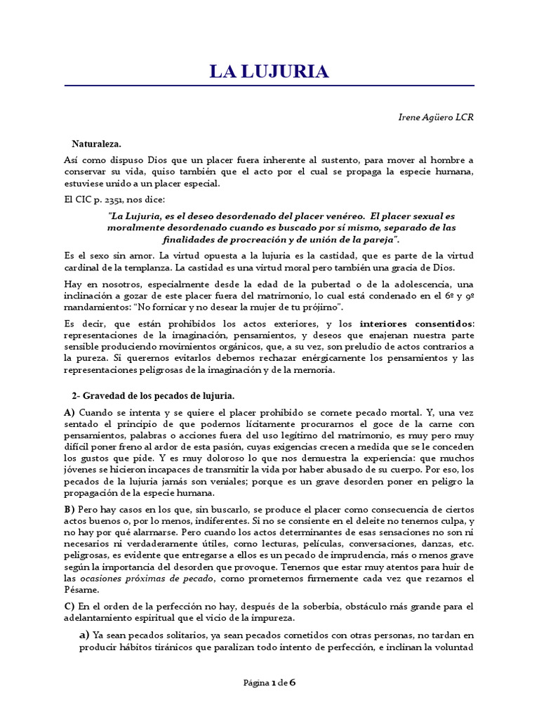 La Lujuria | PDF | Lujuria | Castidad