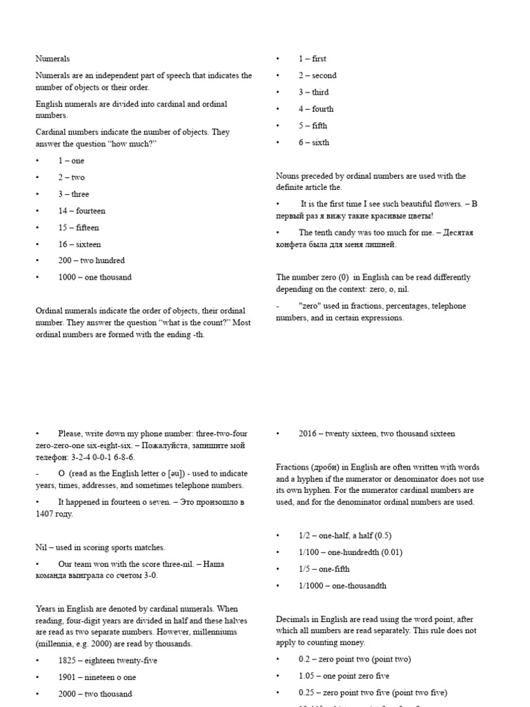 Numerals | PDF | Language Mechanics | Syntax