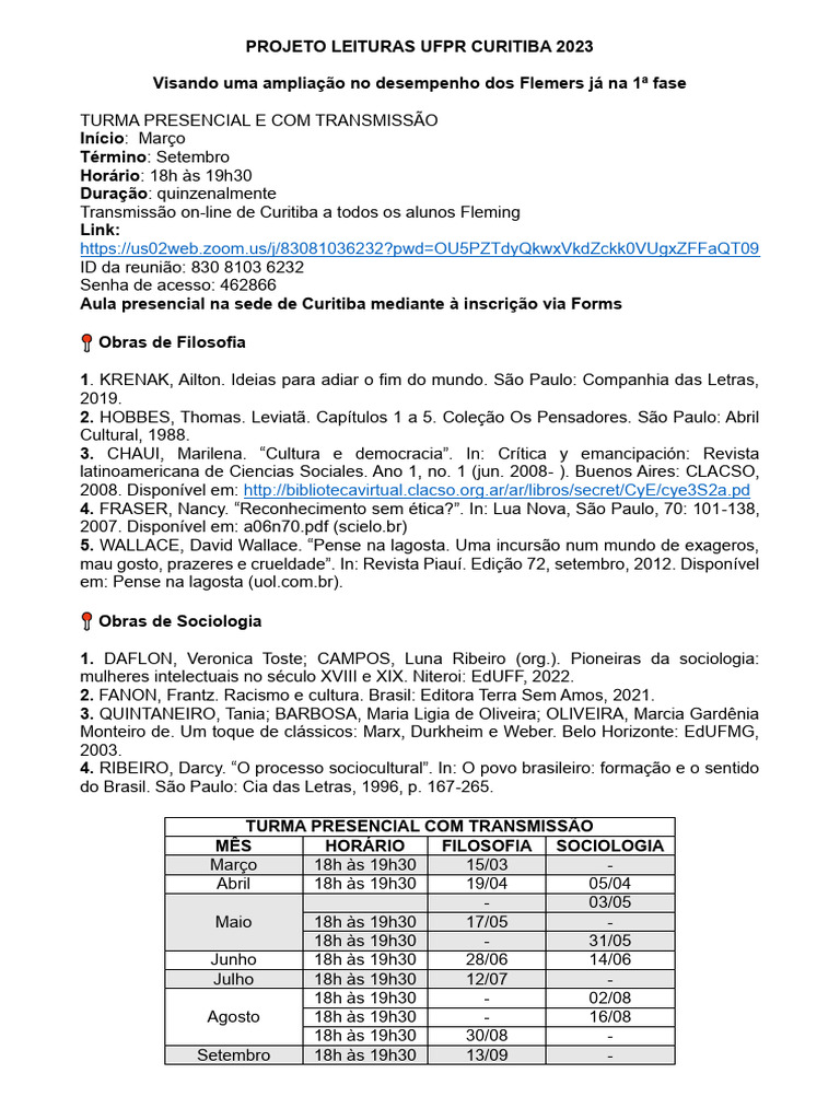 Ufpr Projeto Filo Socio Pdf Sociologia Educação Em Artes Liberais