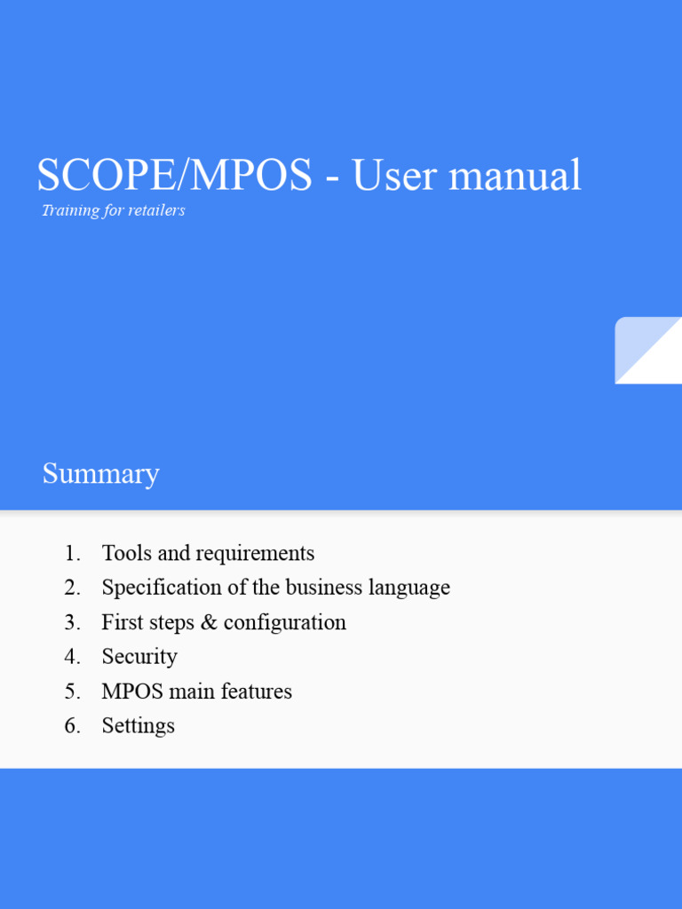 Scope - Mpos - User Manual | PDF | Point Of Sale | Authentication
