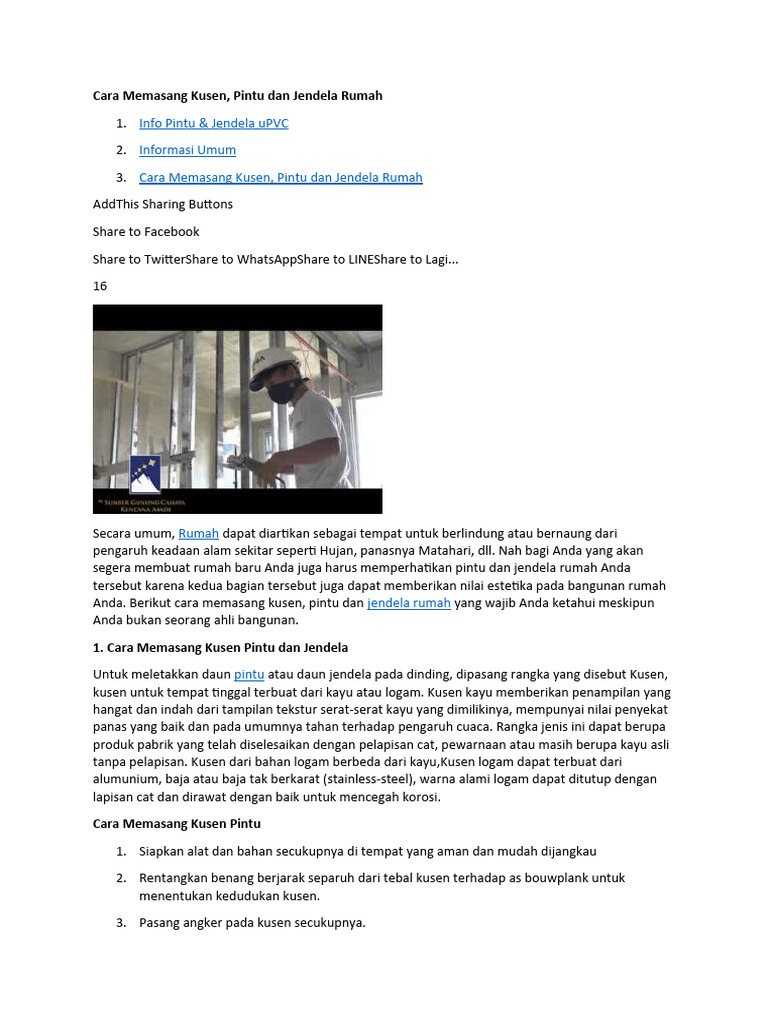 Cara Memasang Kusen | PDF