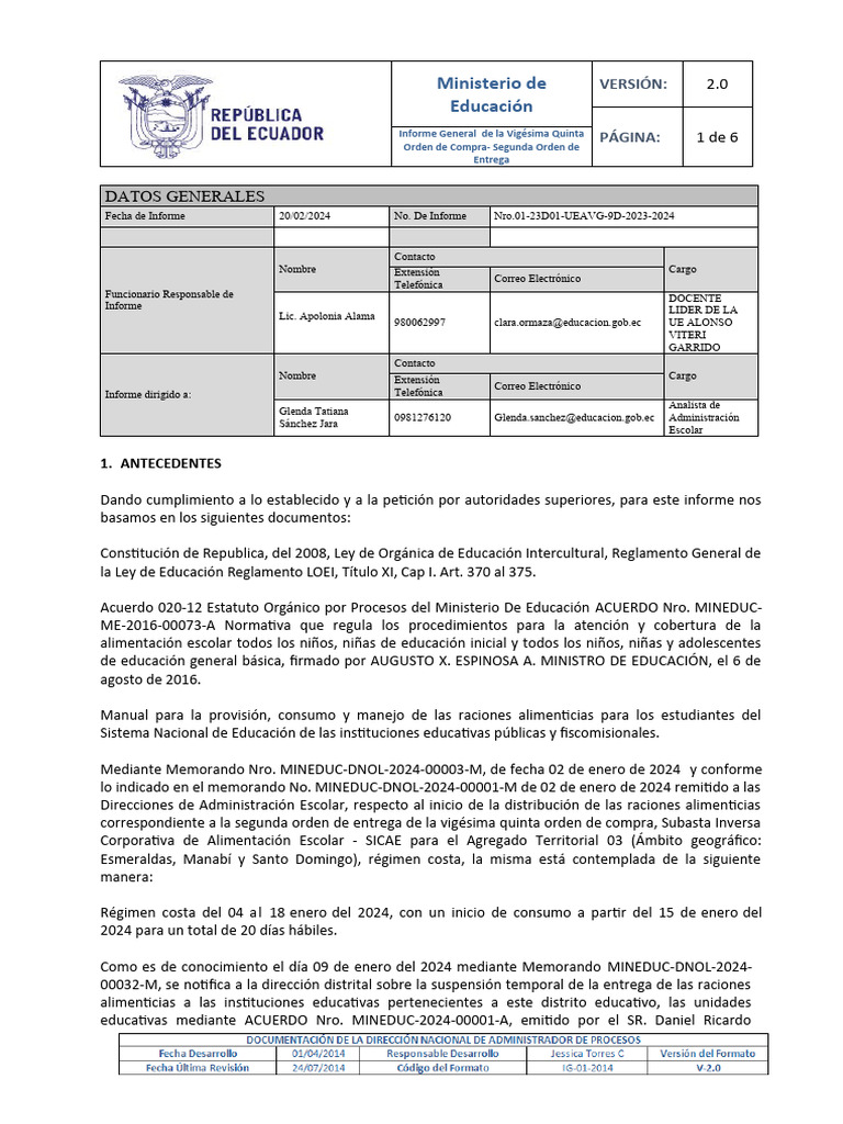Informe sobre Alimentación Escolar 2024 | PDF