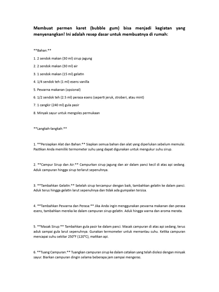 Cara Membuat Permen Karet (Bubble Gum) | PDF | Kesehatan Holistik