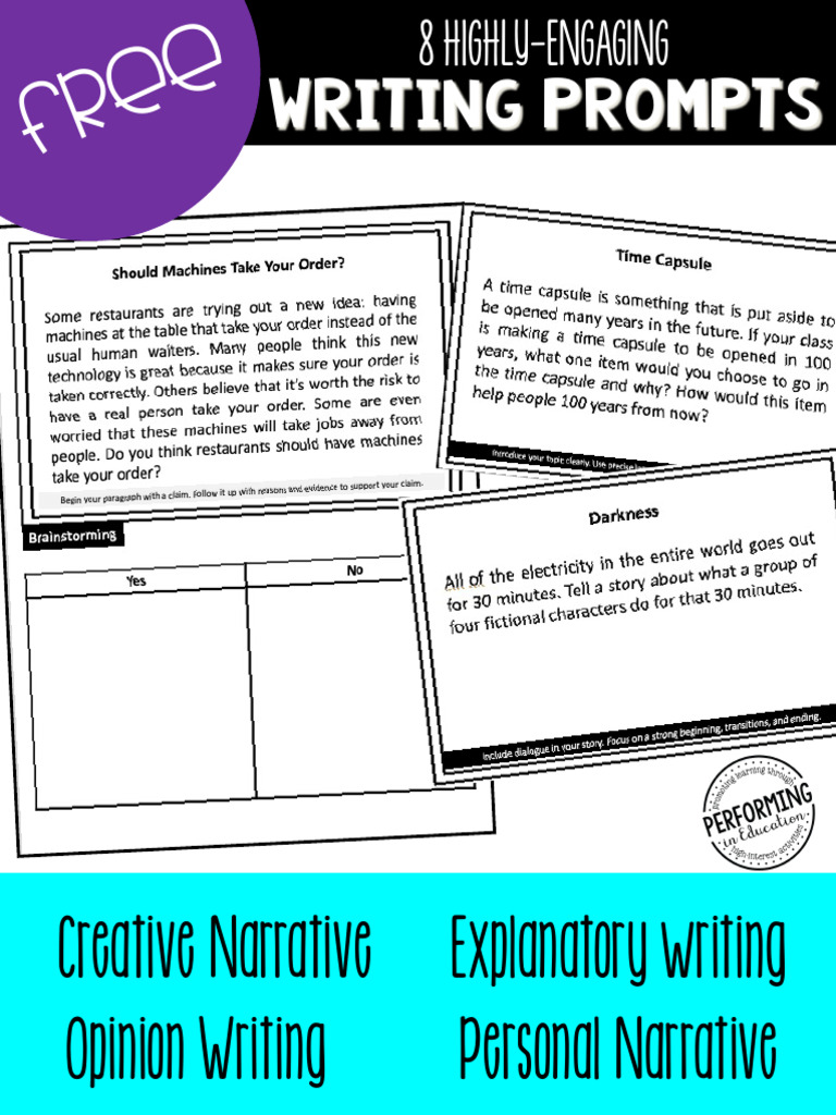 Writing Prompts: Creative Narrative Explanatory Writing Opinion Writing ...