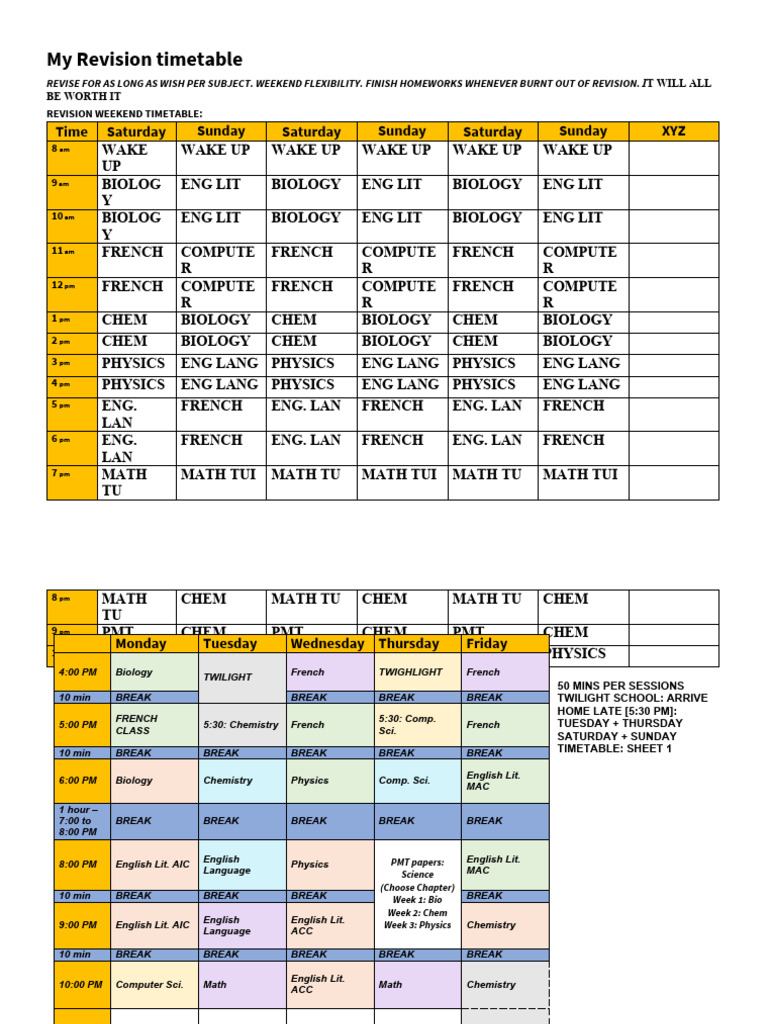REVISION_GCSE_TIMETABLE | PDF