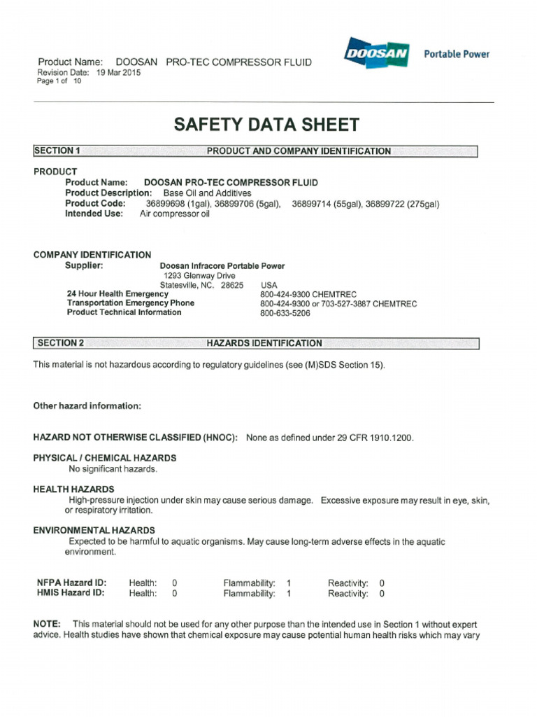 Fdocuments - in - Doosan Pro Tec Compressor Fluid Doosan Portable ...