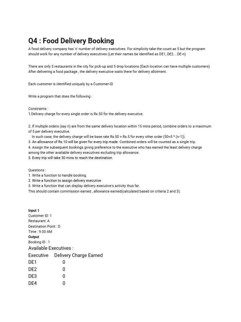 Q4 - Food Delivery Booking | PDF