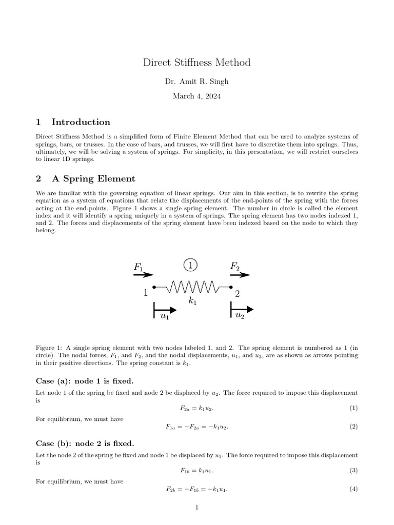 Direct Stiffness Method | PDF | Matrix (Mathematics) | Algorithms