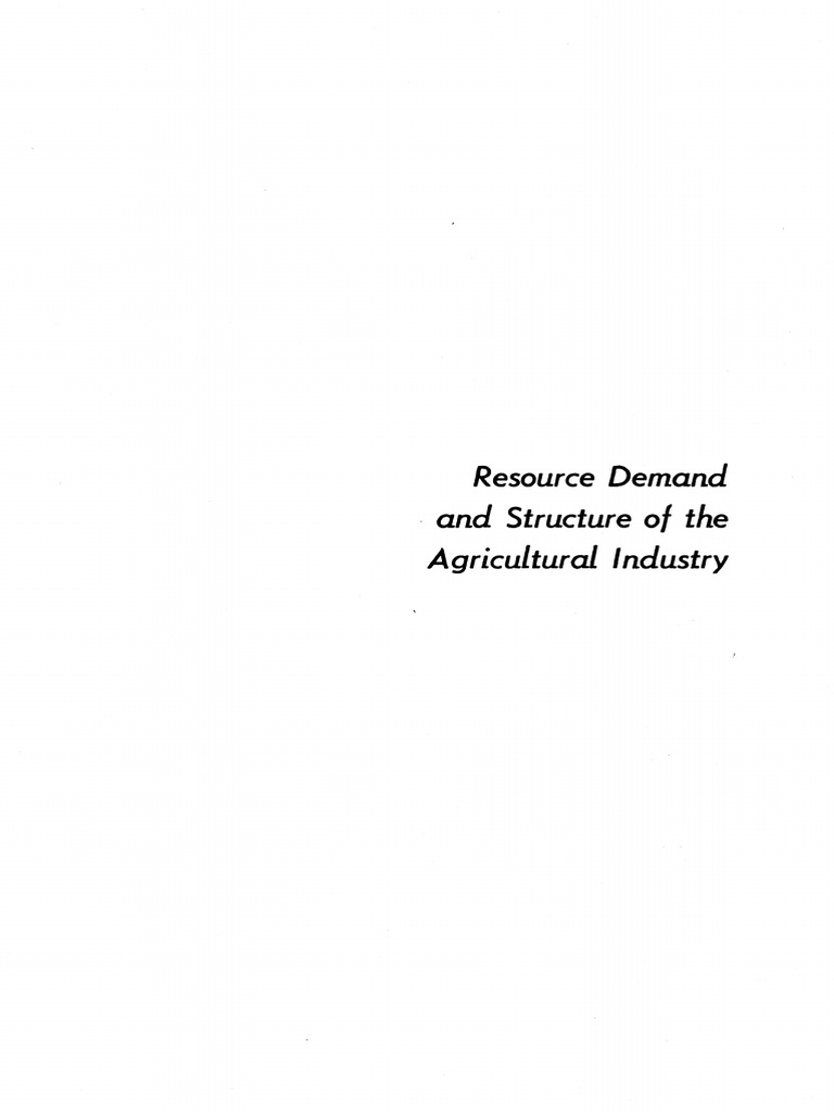 Resource Demand and Structure of The Agricultural Industry | Download Free PDF | Supply ...