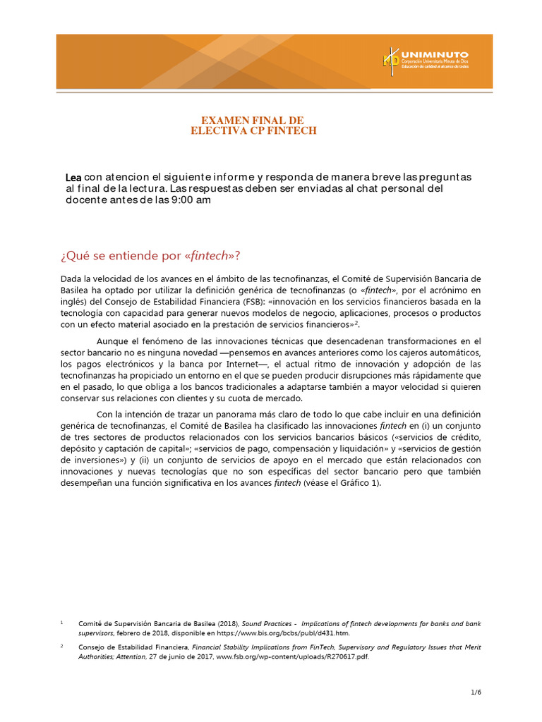 Examen Final Fintech | PDF | Bancos | Economias