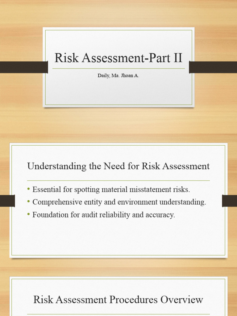 Risk Assessment-Part II | PDF | Risk | Audit