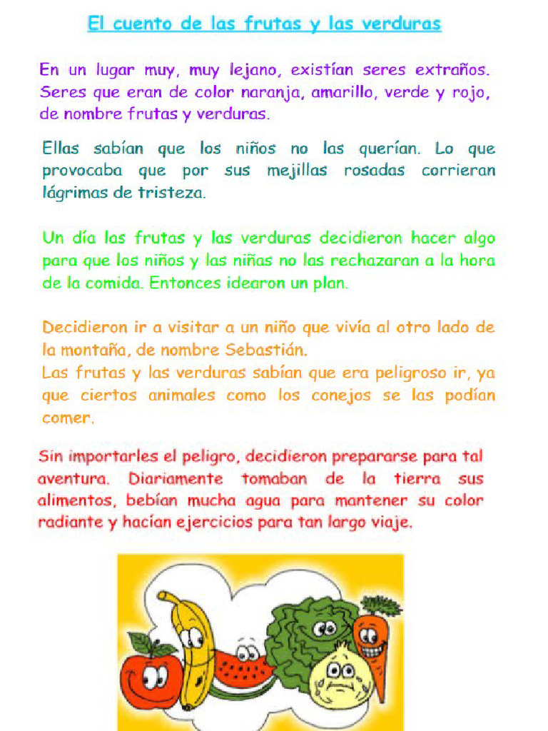 Cuento Las Frutas y Verduras | PDF
